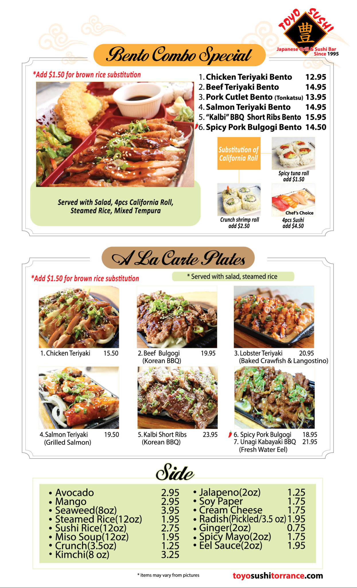 Bento Combo Special – TOYO SUSHI